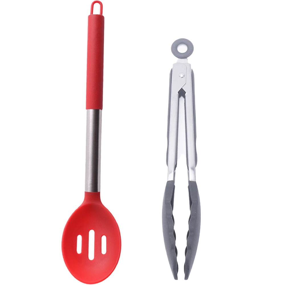 2Pieces Kitchen Cooking Utensils Set , Silicone Utensil with Stainless ...