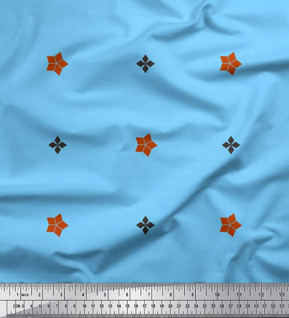 Soimoi Blue Crepe Silk Fabric Butidar Jamdani Print Fabric by Yard 42 ...