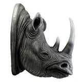 Ebros Safari Black Rhino Wall Plaque 14.5"Tall Taxidermy Rhinoceros Art ...