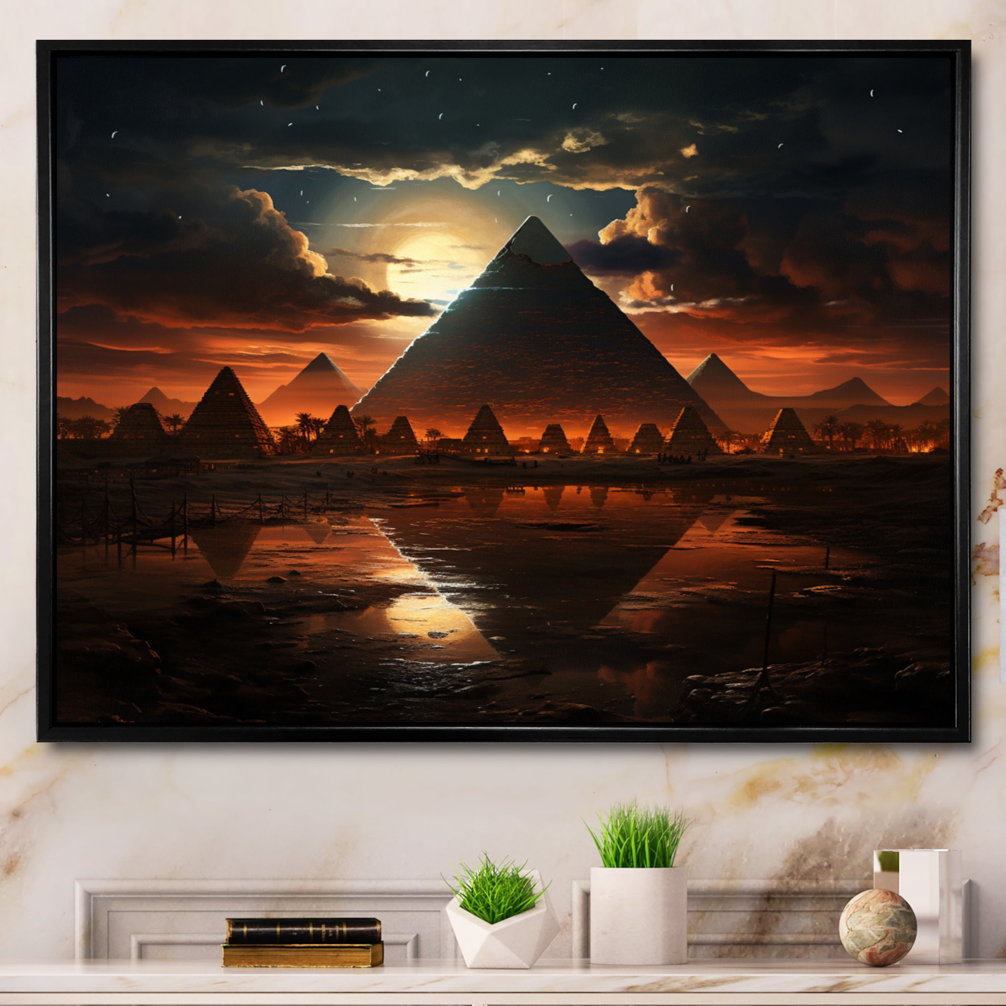Click here for Designart Multi-Color Traditional Black Framed Wal... prices