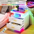 HNEBC RGB LED Nightstand with Wireless Charger, USB Ports, Modern ...
