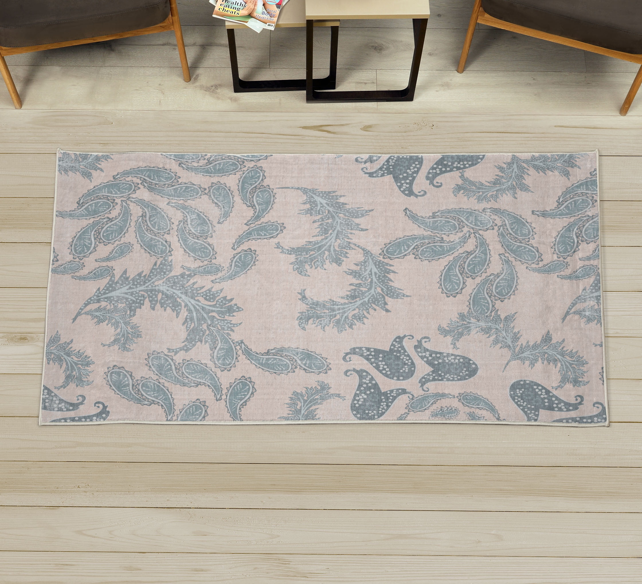 Paisley Decorative Rug, Traditional Floral Like Pattern Curvy Design ...