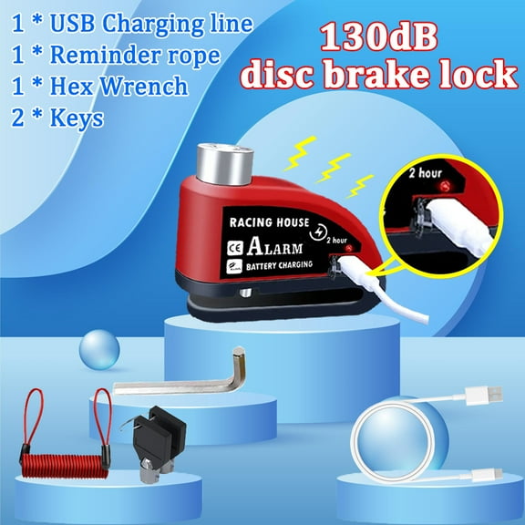 Gadpow Anti-Theft Disc Brake Lock with Alarm for Motorcycles and ...