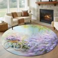 8ft Round Rug Spring Purple Lavender Area Rugs for Living Room Bedroom ...