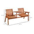 Patio Bench with Table & Umbrella Hole - Outdoor Wooden Bench for 2 ...