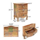 GDF Studio Valdosta Boho Handmade Mango Wood Nightstand with 3 Drawers ...