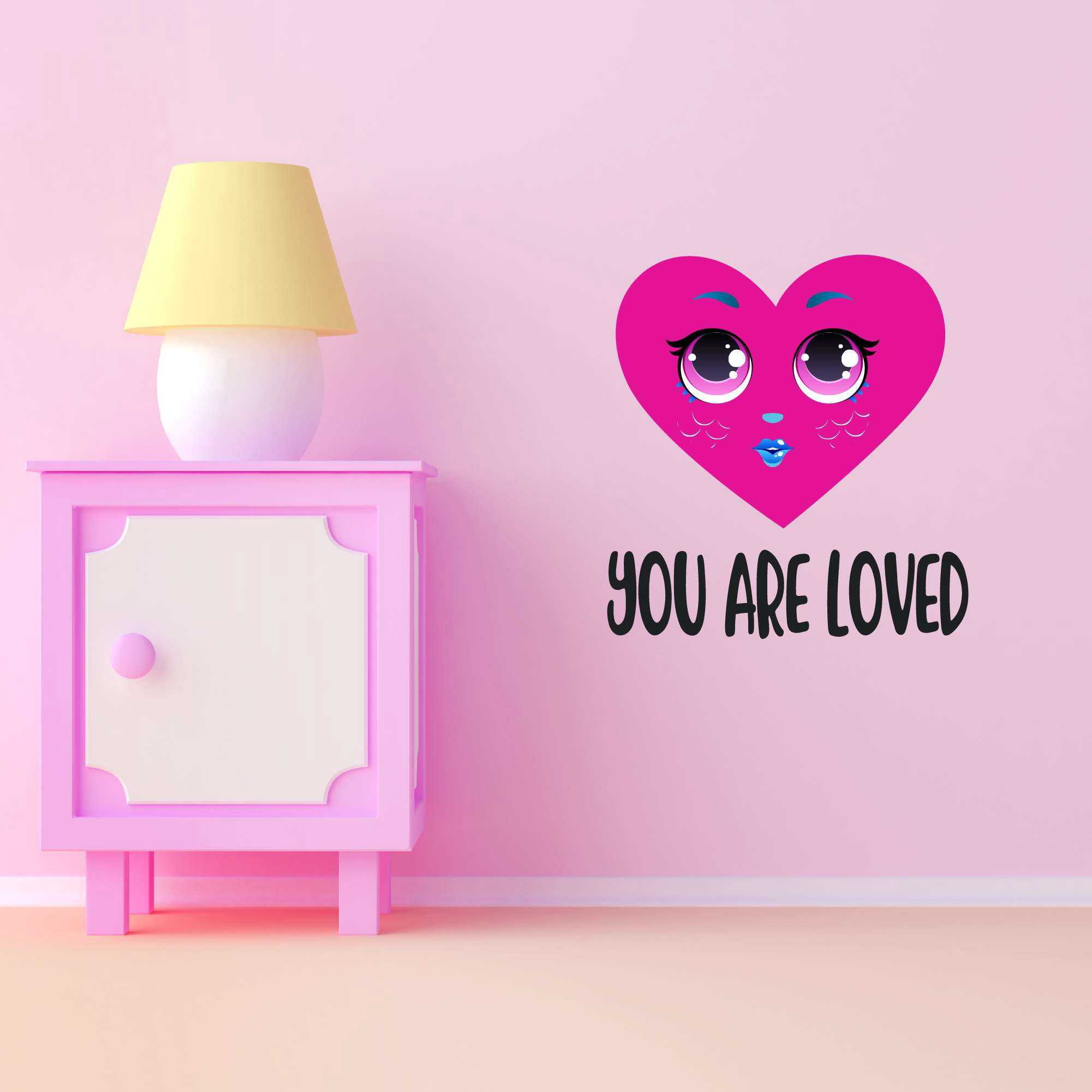 Hot Pink Heart Cute Girl Eyes Cheeks Lips You Are Loved Kind Smart ...