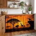 Desert Sunset Cabinet Curtains 28" W x 51" L, Lion Elephant Tree ...