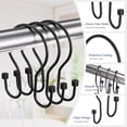 Bathway Shower Curtain Hooks Black Rings, Simple Double Hook Rust Proof ...