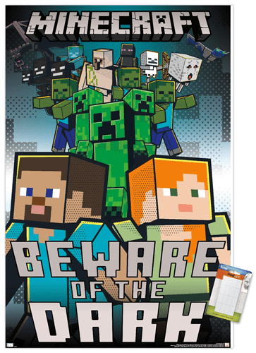 Minecraft - Beware Of The Dark Wall Poster, 22.375" x 34" - Walmart.com