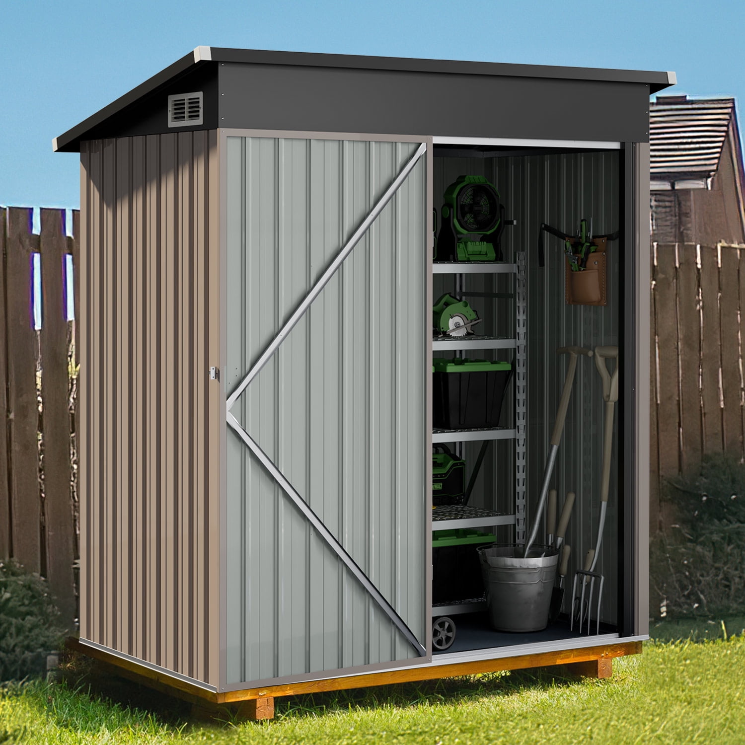 Buy Sunmthink 3’x5’ Outdoor Storage Shed, Garden Metal Shed for Bike ...
