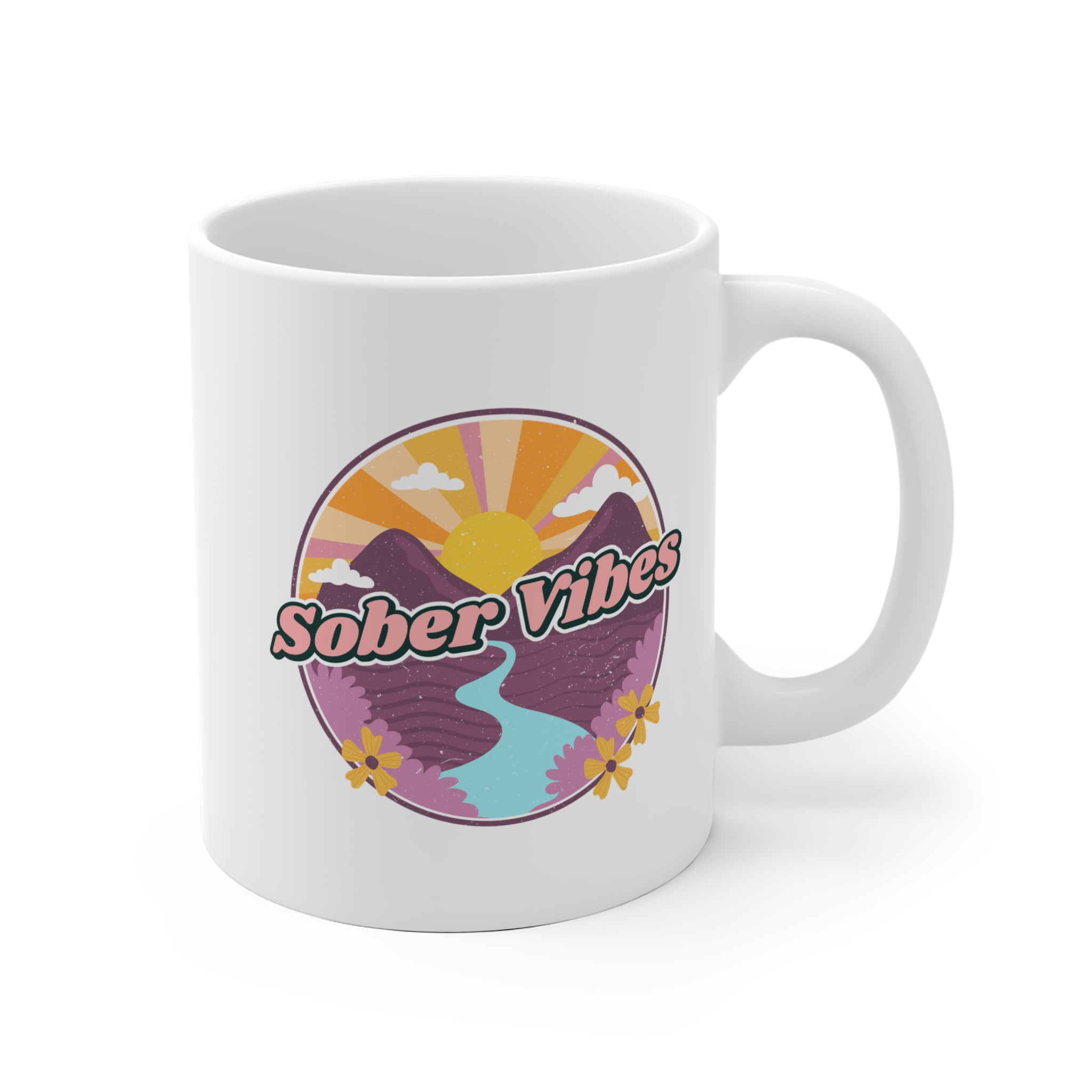 "Sober Vibes" Addiction Recovery White Ceramic 15 fl oz Coffee Mug ...