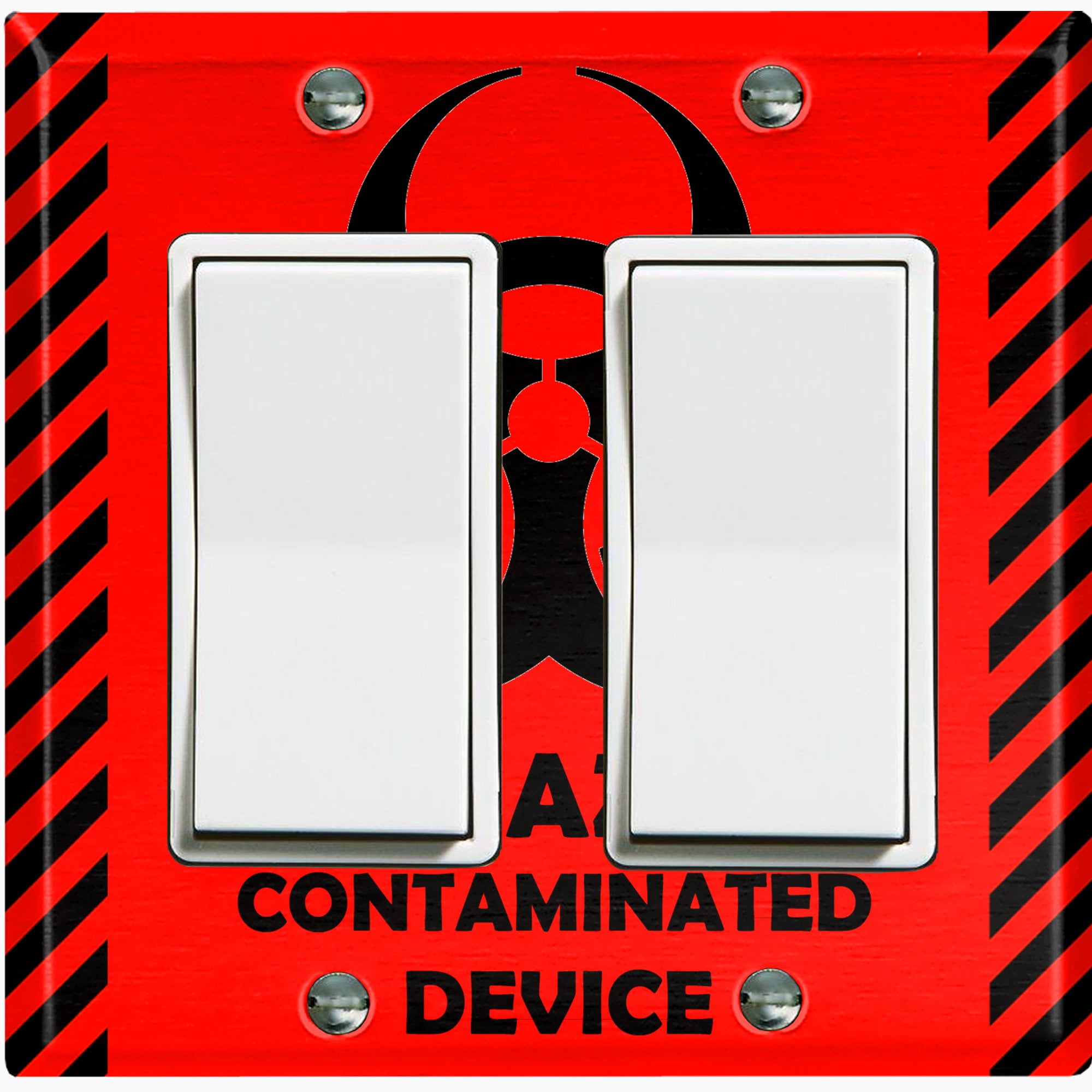 Metal Light Switch Plate Cover Red Contaminated Biohazard Sign SGN001 ...