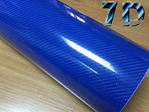 7D Premium High Gloss Blue Carbon Fiber Vinyl Film Wrap Bubble Free Air ...