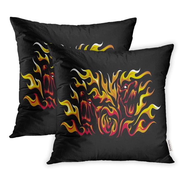 BOSDECO Aggressive Abstract Tattoo Style of Two Savage Dogs Faces in ...