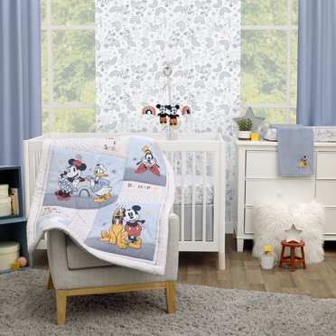 Disney Mickey Mouse 3-Piece Crib Bedding Set, Crib, Blue, Timeless ...