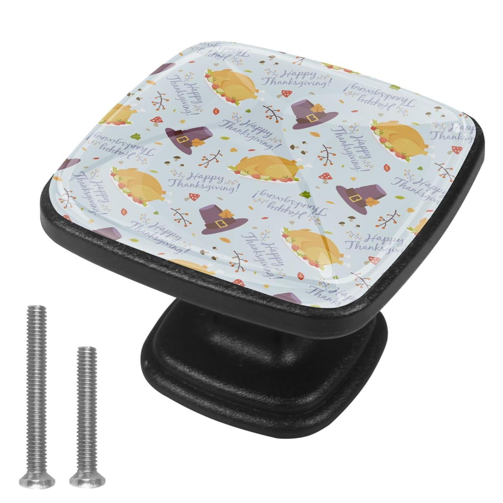 4 Pcs Cabinet Handle Drawer Pulls Thanksgiving Feast Knobs with Screws ...
