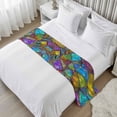 Abstract Geometric Bed Runner Twin Size Rainbow Gradient Crystal Color ...