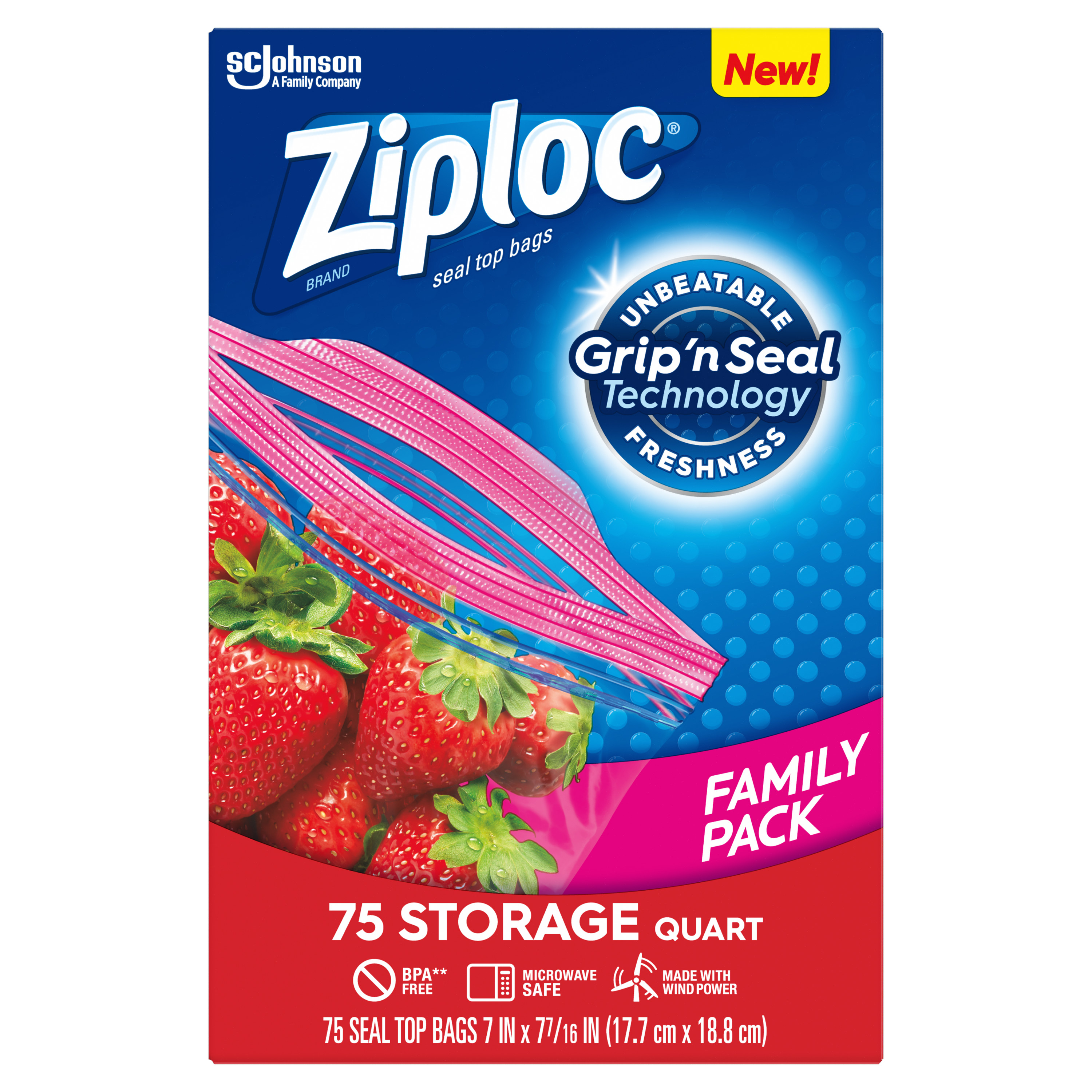 Ziploc Brand Storage Quart Bags With Grip n Seal Technology 75 Count Ziploc Brand Storage Quart Bags With Grip n Seal Technology 75 Count