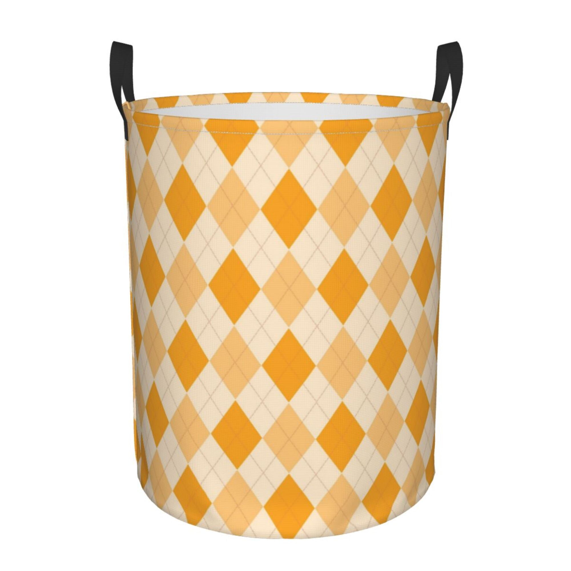 ZICANCN Argyle Pattern Orange Laundry Basket Organizer , Dirty Clothes ...