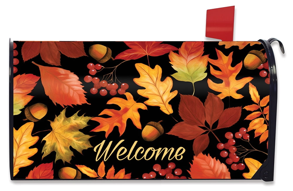 Fall Leaves Welcome Magnetic Mailbox Cover Autumn Standard Briarwood ...