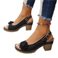 CIENVNSTG Women's Square Heel Chunky Low Wedge Sandals Peep Toe ...