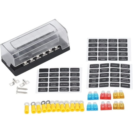 Fuse Holder,6 Way Fuse Block Box with Indicator 30A Waterproof Heat ...