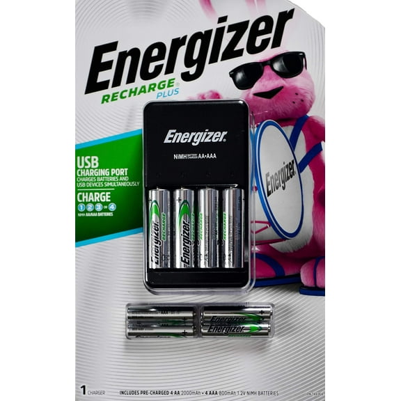 Energizer Recharge Basic Battery Charger with Included AA and AAA ...