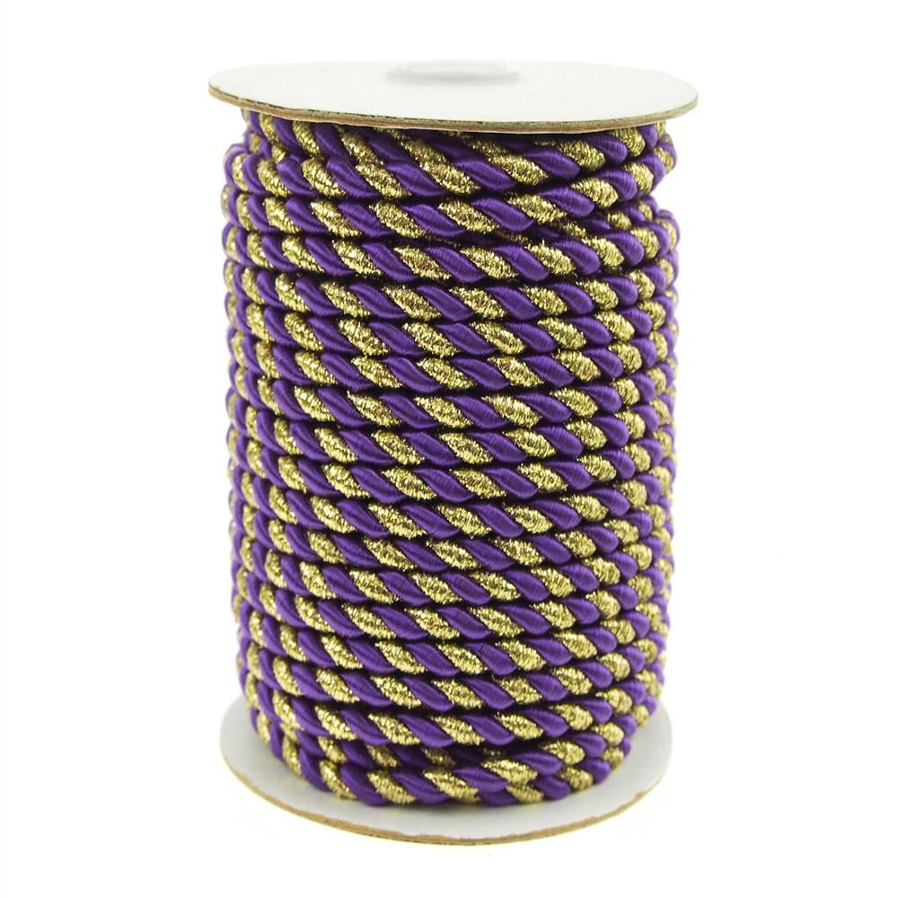 Twisted Cord Rope 2 Ply, 6mm, 25-yard, Gold Trim, Purple - Walmart.com