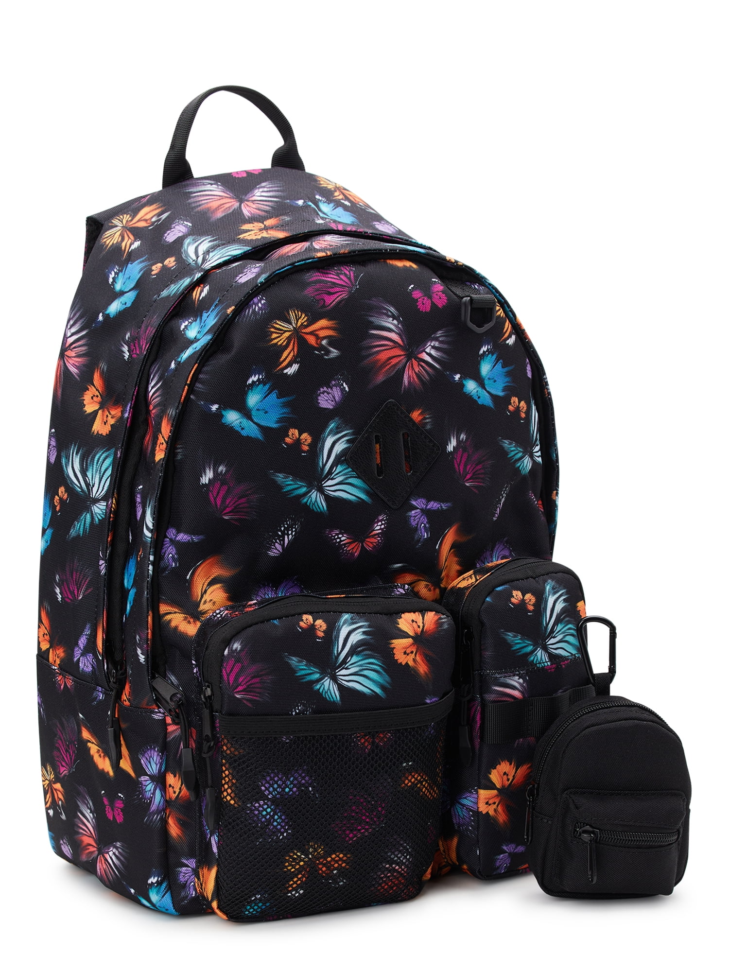 No Boundaries Women's Dome Multi Pocket 17" Backpack, Black Blurred ...