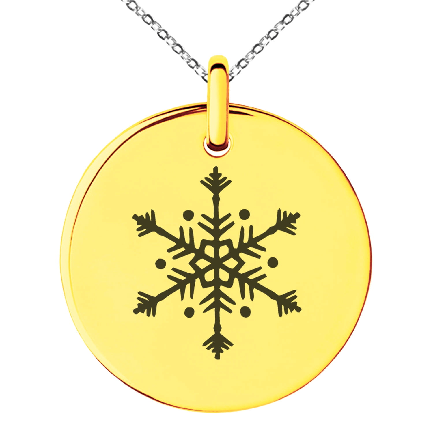 Rose Gold Stainless Steel Evergreen Compass Snowflake Engraved Small ...