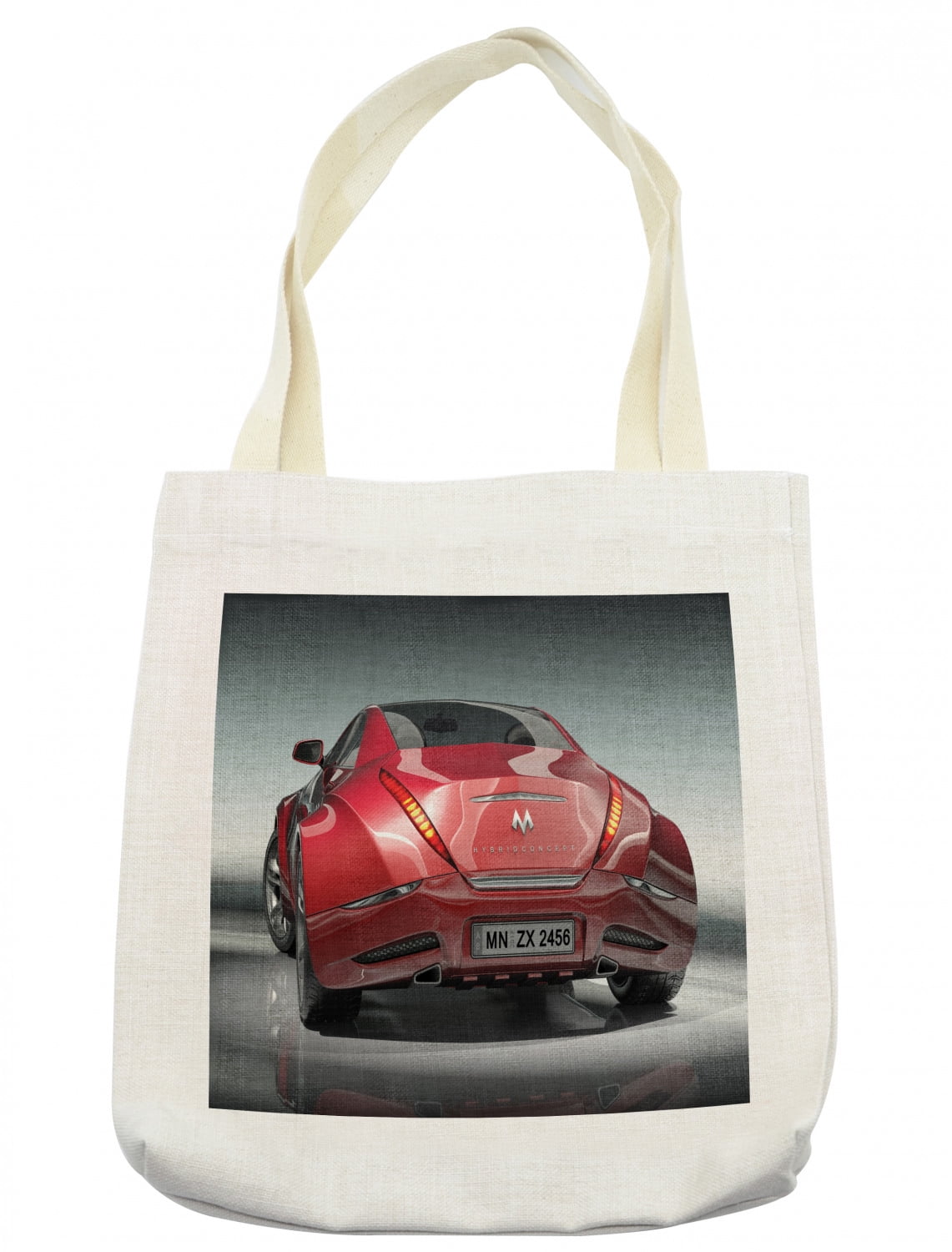 Cars Tote Bag, Red Sports Car Concept Design Realistic Powerful Engine ...