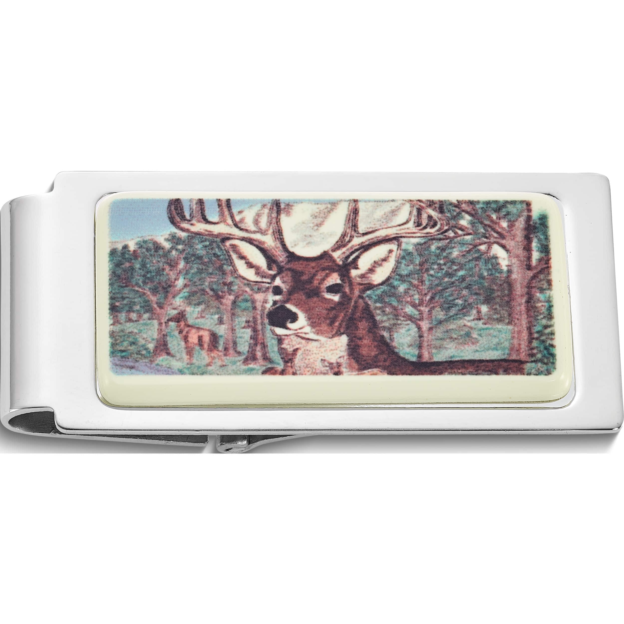Fashion Barlow Designs Color Deer Portrait Hinged Money Clip (2 X 1 ...