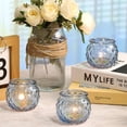 Blue Votive Candle Holders Set of 24- Round Glass Candle Holders Bulk ...