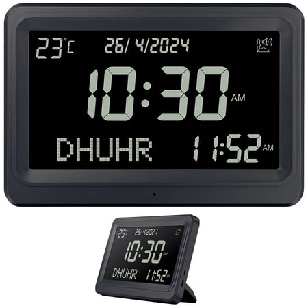 Athan Clock for Prayer with Sound - Digital LCD Display, Hijri ...