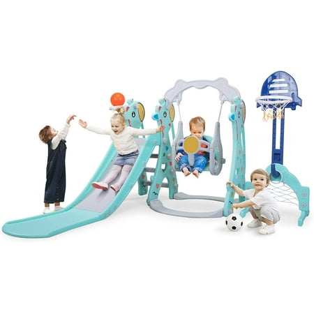 5 in 1 Kids Slide for Toddlers Age 1-3 Slide and Swing Set for Children ...