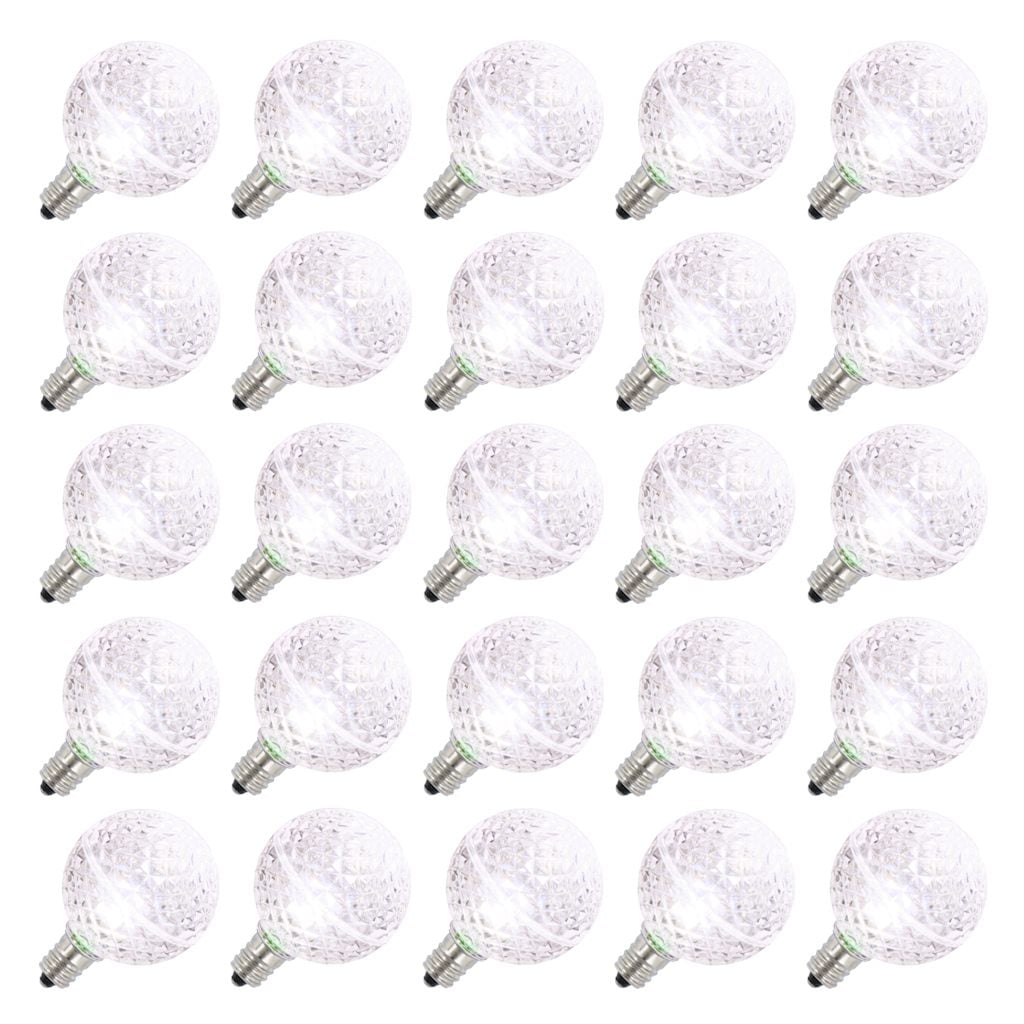Club Pack of 25 Pure White LED G40 Christmas Replacement Bulbs ...