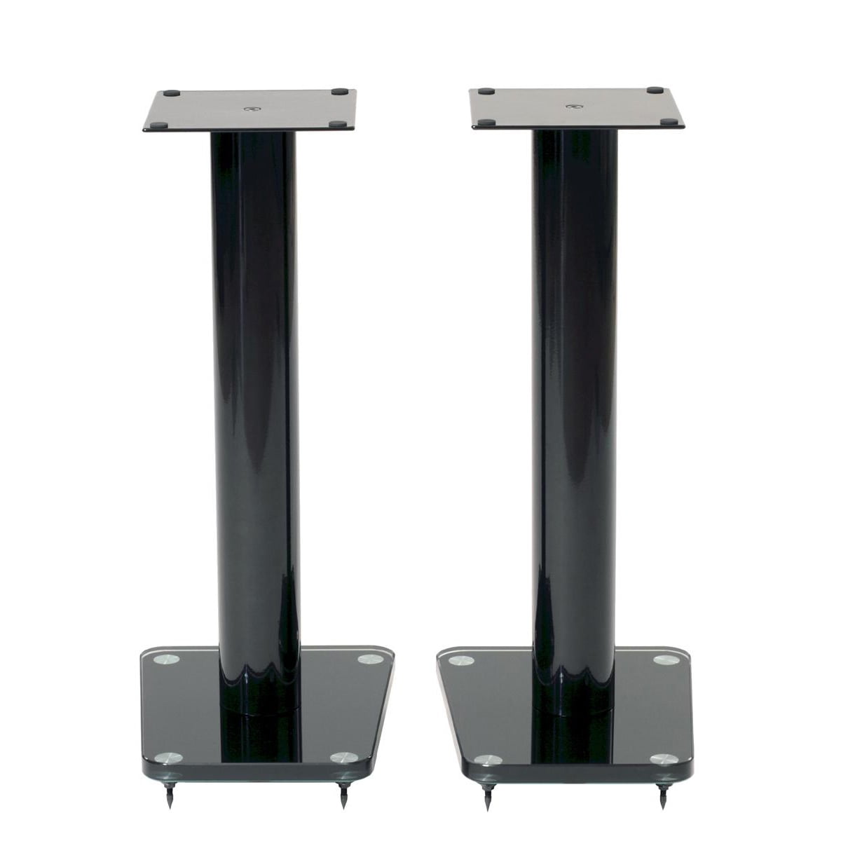24" Tempered glass & metal speaker stand in gloss black finish. Sold as ...