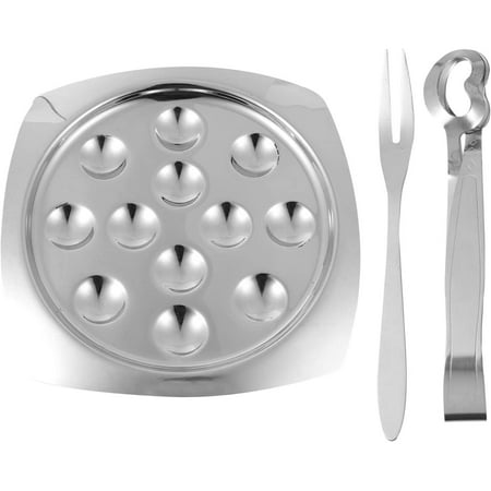 XISOBO 1 Set Snail Dish Stainless French Escargot Plate Snail Tongs ...