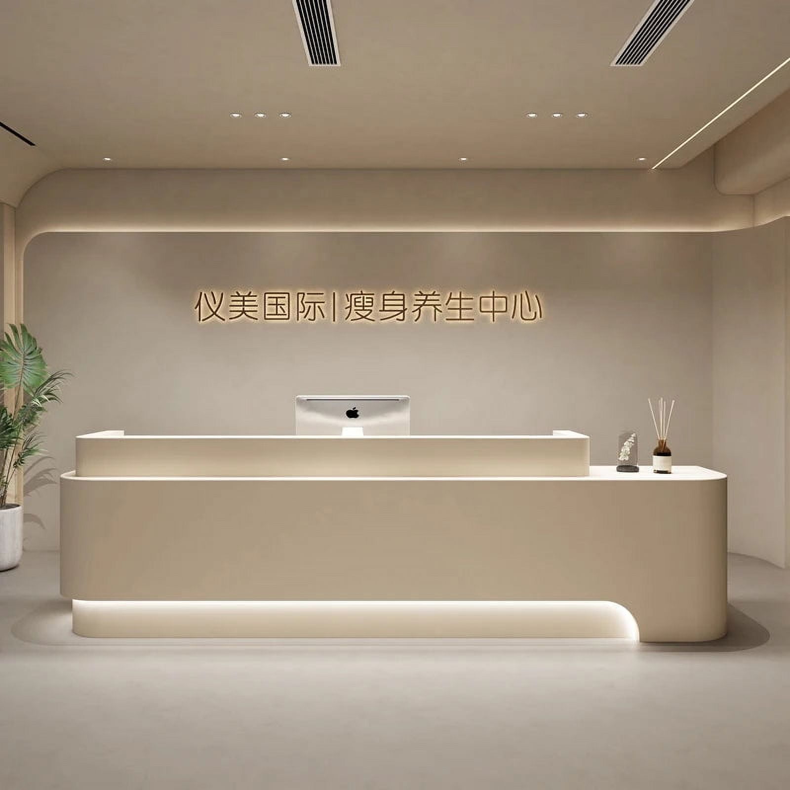 Gym Luxury Reception Desk Modern White Restaurant Barbershop Banco ...