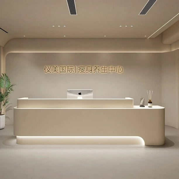 Gym Luxury Reception Desk Modern White Restaurant Barbershop Banco ...