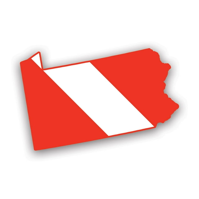 Pennsylvania State Shaped Diver Down Flag Sticker Decal - Self Adhesive Vinyl - Weatherproof ...