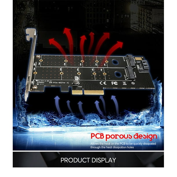 Dual M. 2 PCIe & SATA Adapter Controller Expansion Card For SSD NGFF ...