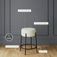 Isaac Modern Backless Bar Stool with Round Soft Padded Boucle Seat and ...