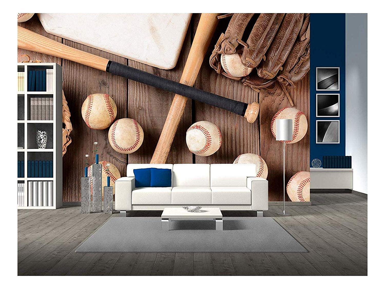 Wall26 Baseball Equipment on a Rustic Wood Surface. Items Include ...