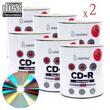 1800 Pack Smartbuy 52X CD-R 700MB 80Min Shiny Silver (Non-Printable ...