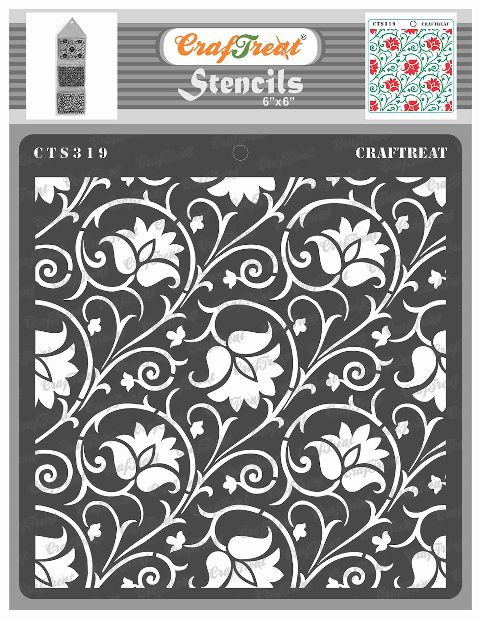 CrafTreat Arabesque Pattern Stencil for Painting and Crafting - 6"x6 ...
