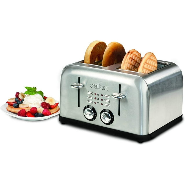 Salton ET1404 4-Slice Electronic Toaster, Brushed Metal - Walmart.com