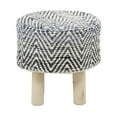 DecMode Cotton Chevron Stool with Wood Legs, Blue - Walmart.com