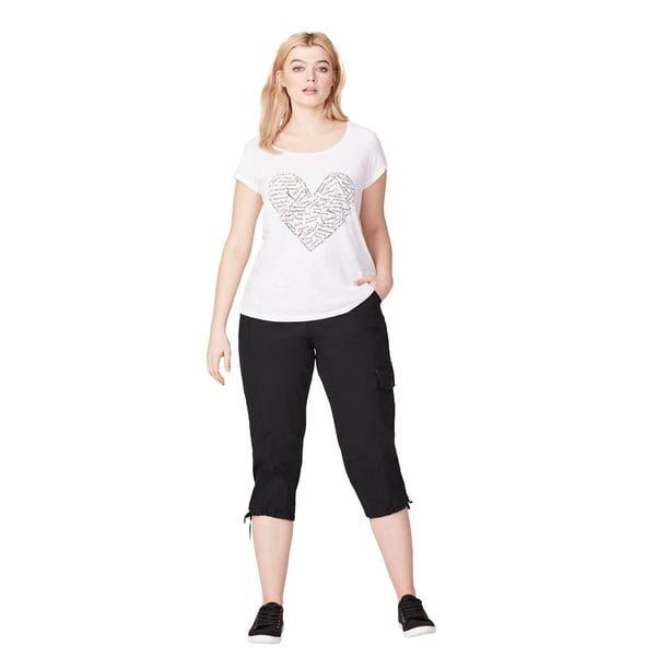 Ellos - ellos Women's Plus Size Stretch Cargo Capris Pants - 30, Black ... Ellos - ellos Women's Plus Size Stretch Cargo Capris Pants - 30, Black ...